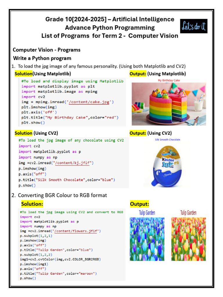 Grade 10 AI Python Programs for CV | PDF
