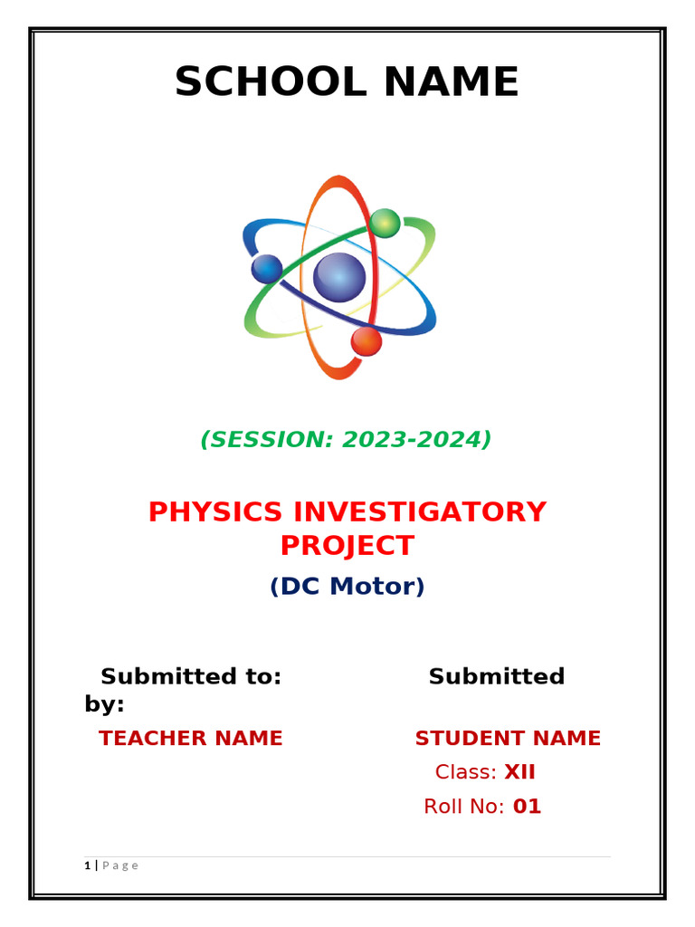 Introduction Certificate and Acknowledgement Page For Physics (DC Motor ...