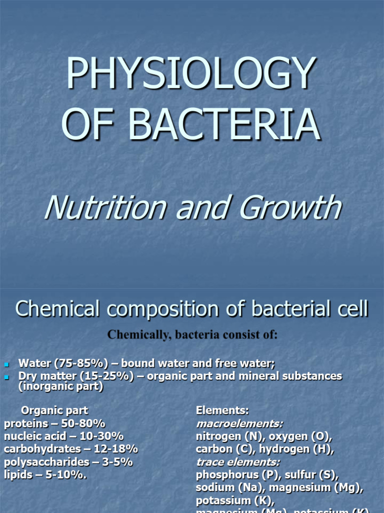 1 2 Physiology Bacteria | PDF | Organic Compounds | Enzyme