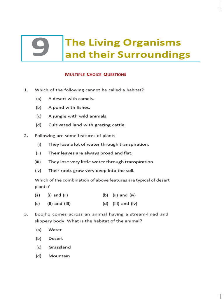 Living Organisms and Their Habitats Quiz | PDF | Habitat | Desert