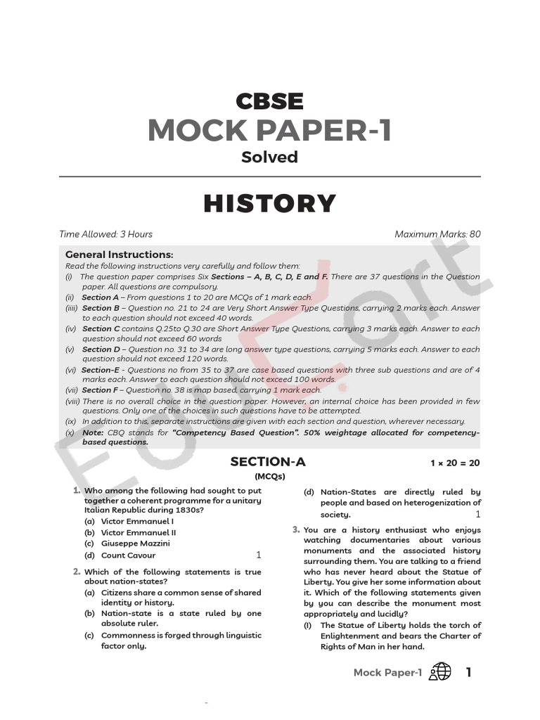 1.History Full QP Mock Paper 1 | PDF | Mahatma Gandhi