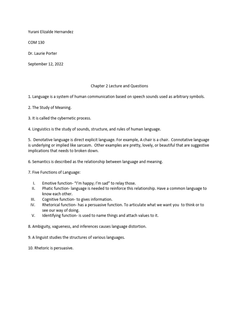 Chapter 2 Lecture and Questions | PDF