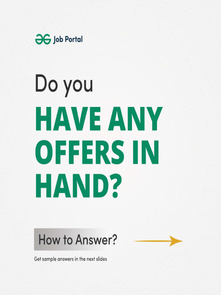 How To Answer Do You Have Any Offers in Hand 1711019265 | PDF