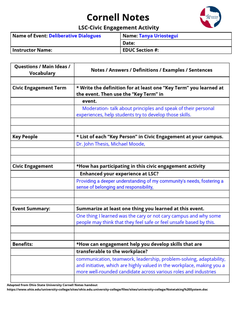Civic Engagement Note Taking 2 | PDF | Civic Engagement | Behavior ...