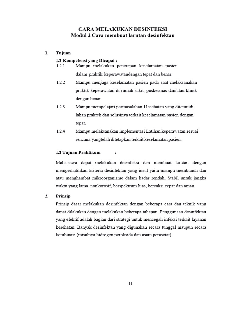 Modul Cara Melakukan Desinfeksi | PDF