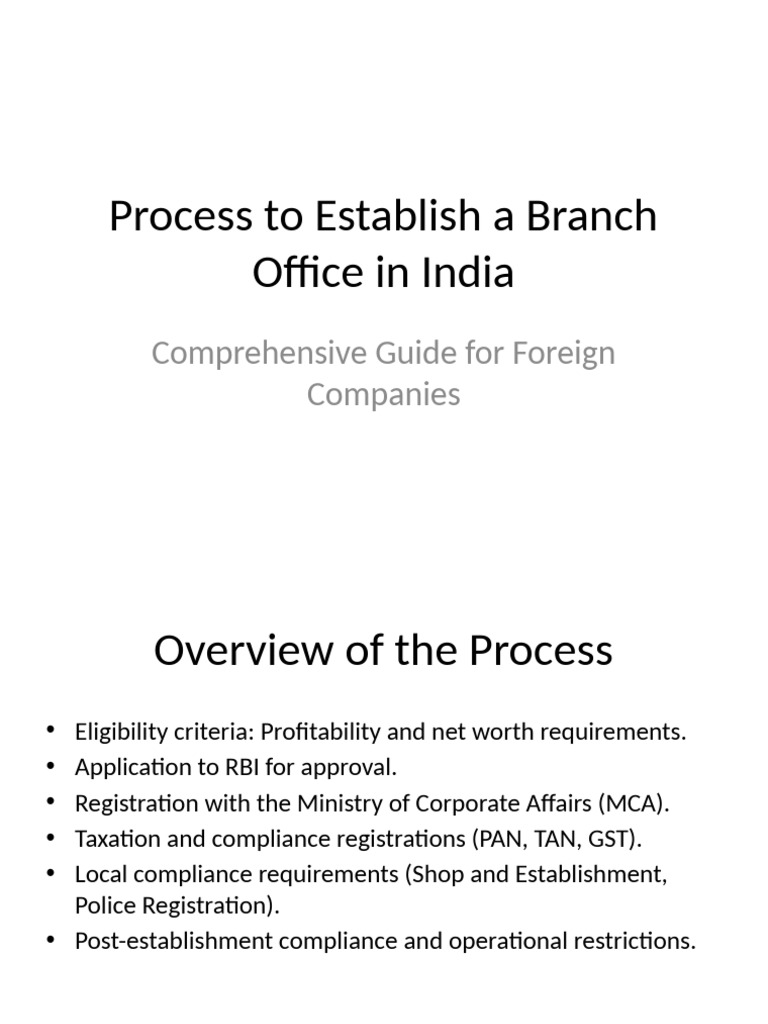 Branch Office in India Guide | PDF