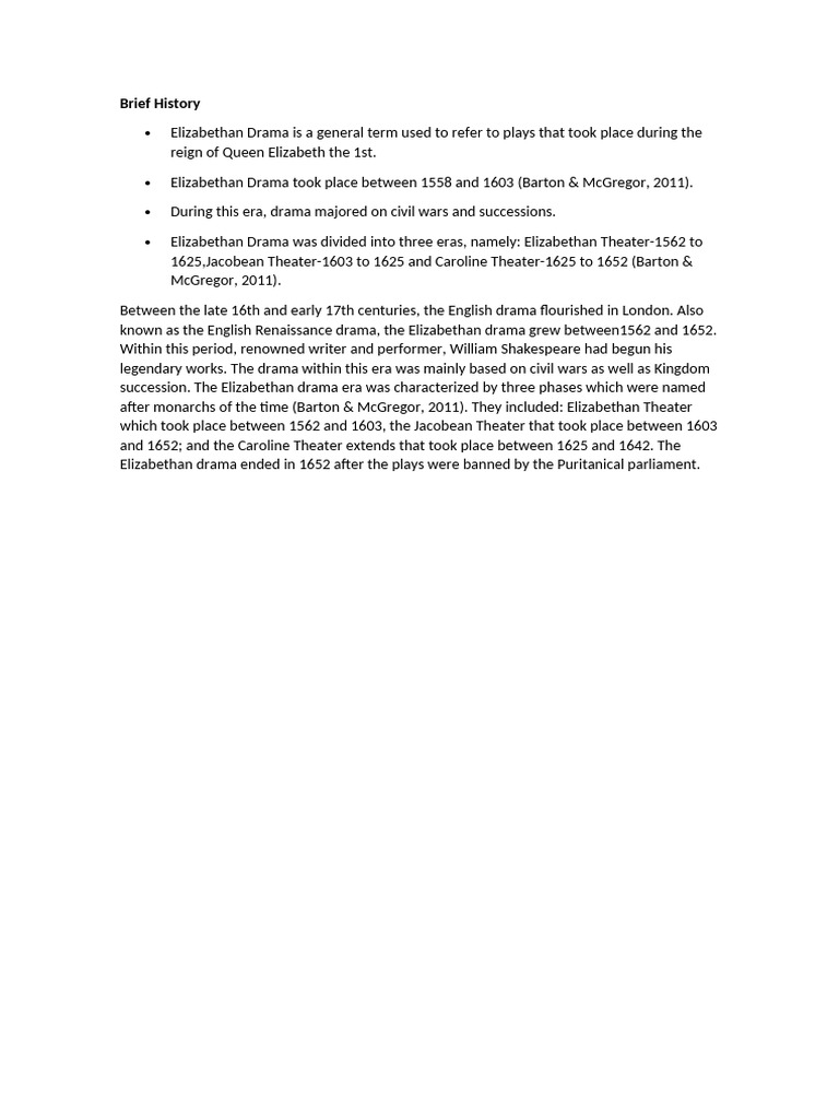 Overview of Elizabethan Drama History | PDF