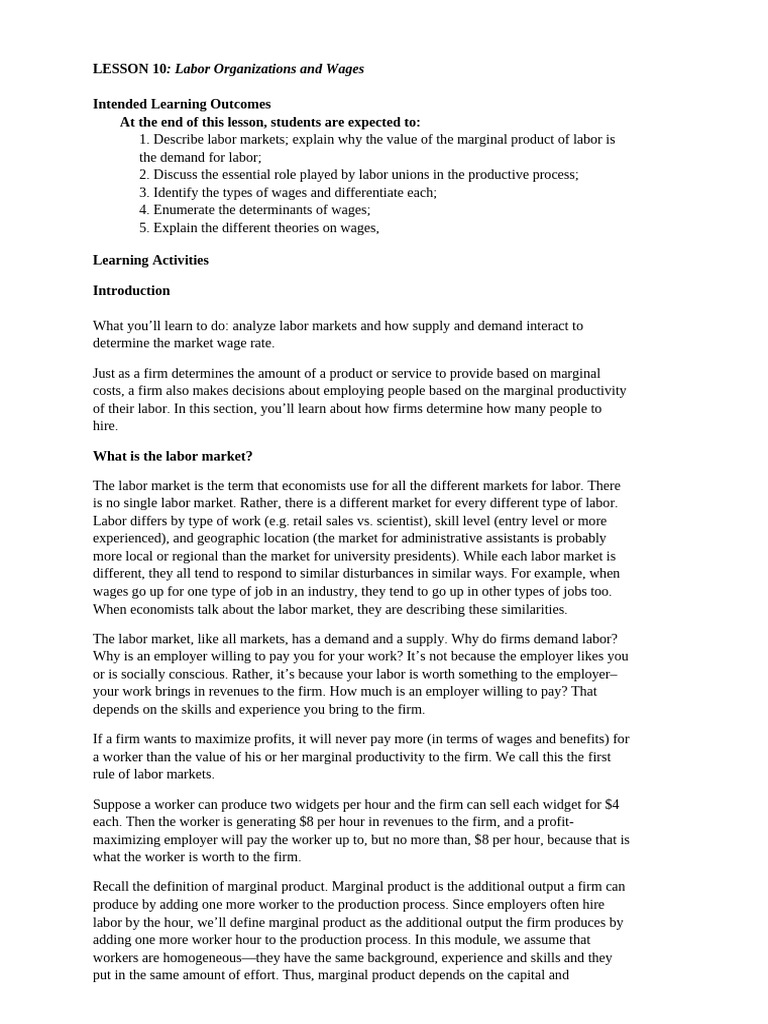 Types of Wages in Labor Economics | PDF | Cost Of Living | Labour Economics