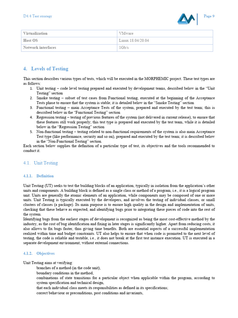 D4.4-Test-strategy9 | PDF | Software Testing | Unit Testing