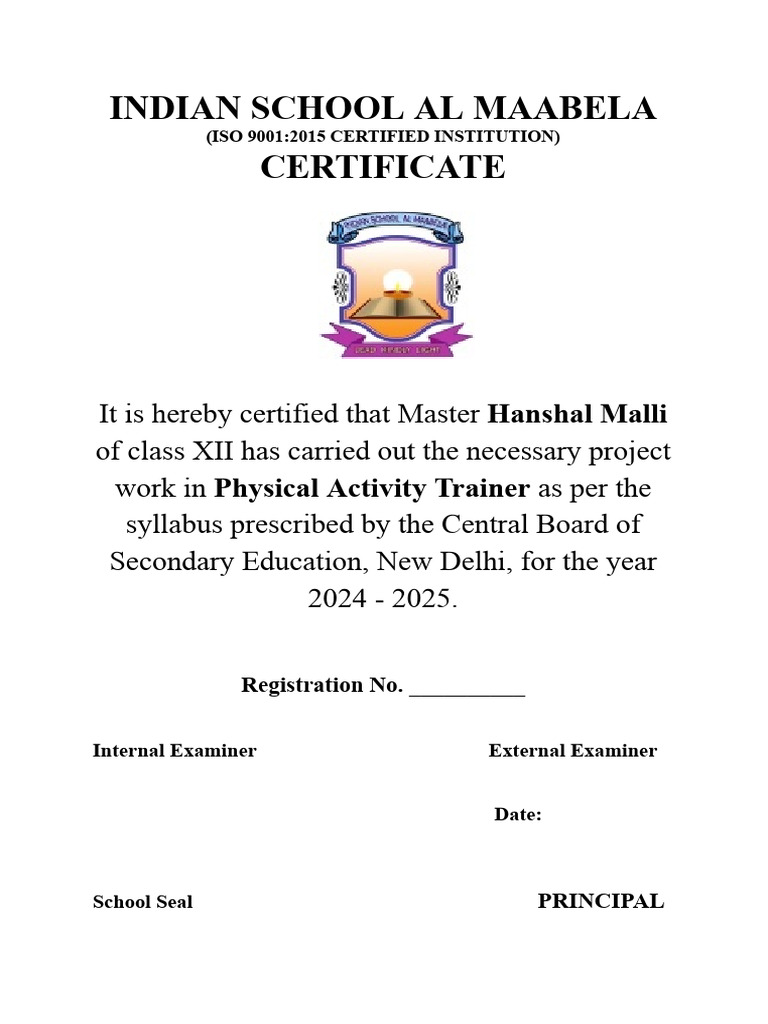 Certificate PAT | PDF
