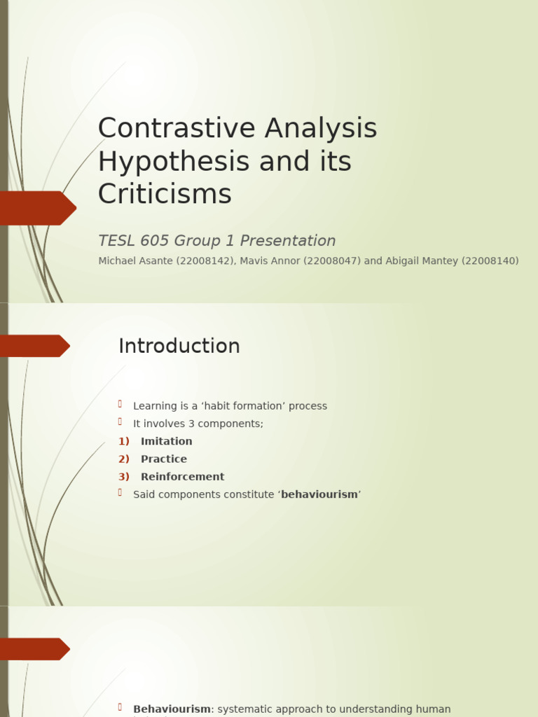 Contrastive Analysis Hypothesis and Its Criticisms 2 | PDF | Second ...
