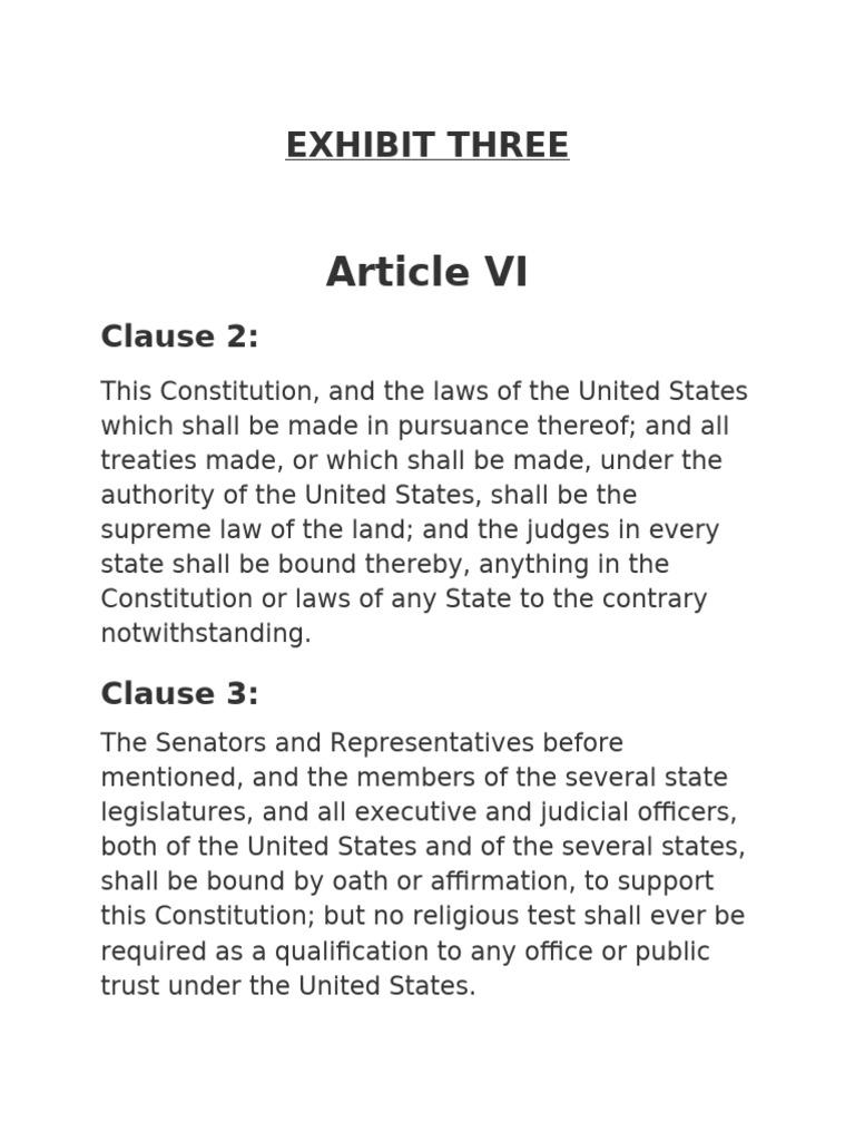 EXHIBIT 3 - Article VI Clauses 2 and 3 | PDF
