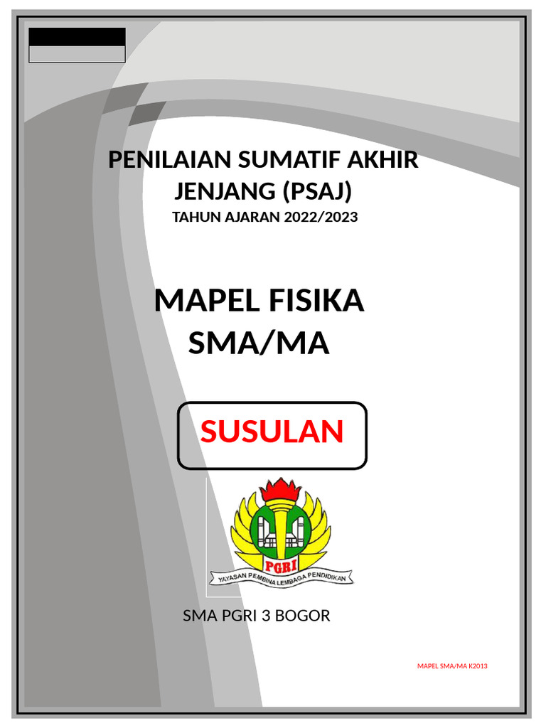 Soal Psaj Fisika-Susulan | PDF
