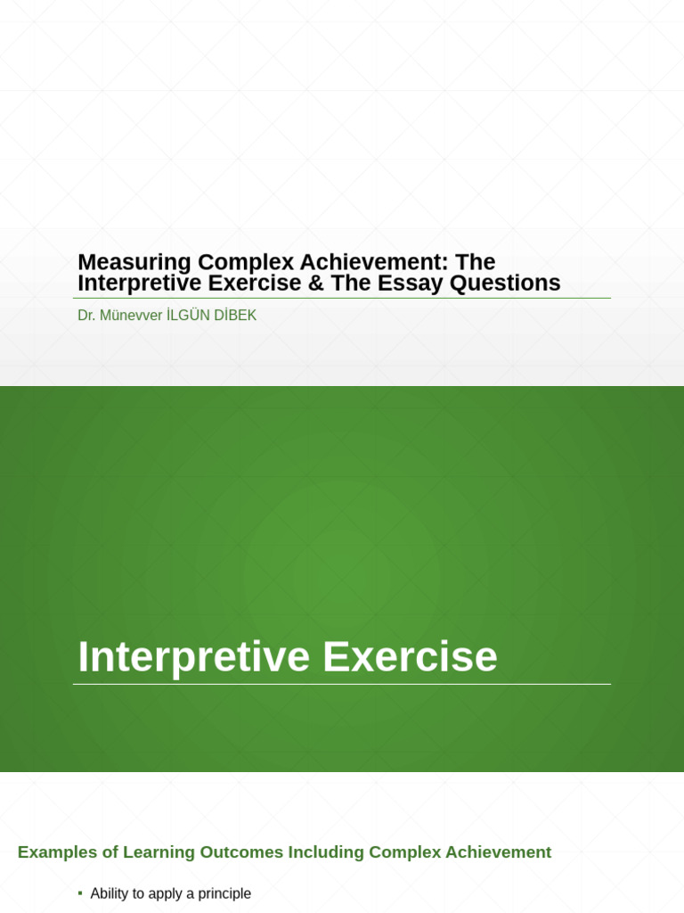 8-Measuring Complex Achievement-Interpretive Exercises Essay Questions ...