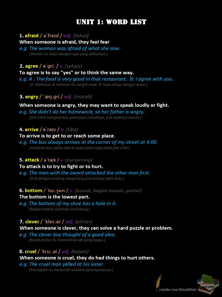 Vocabulary List for Beginners | PDF