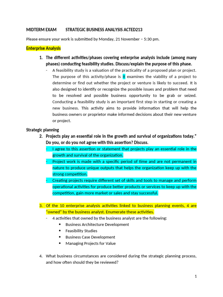 sTRATEGIC BUSINESS ANALYSIS MIDTERM EXAM - Rev | PDF | Strategic Management | Strategic Planning