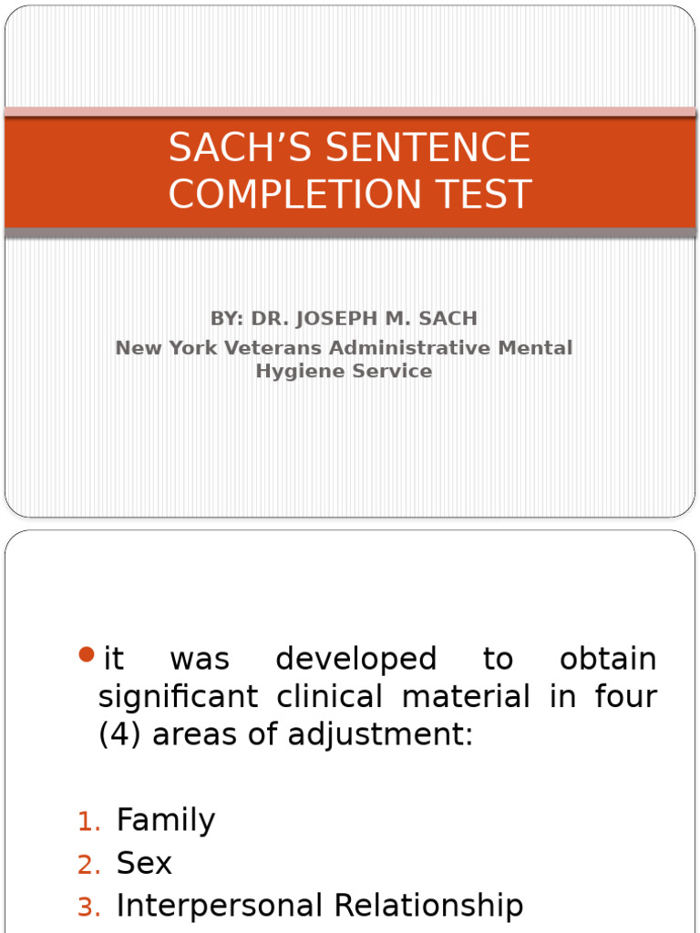 Sach - S Sentence Completion Test | PDF | Attitude (Psychology) | Self ...