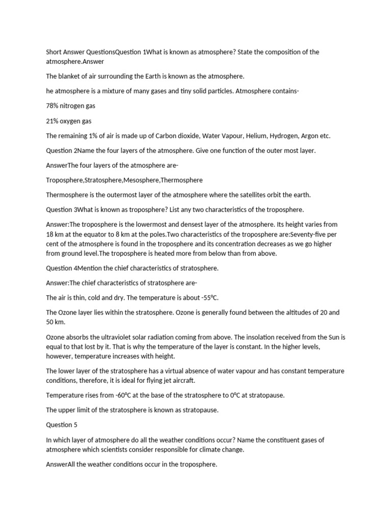Composition and Layers of Earth's Atmosphere | PDF | Atmosphere Of ...