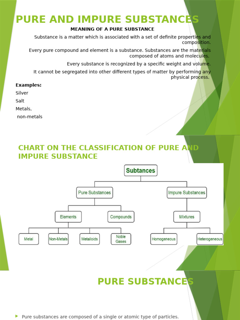 Pure and Impure Substances | PDF | Chemical Substances | Mixture