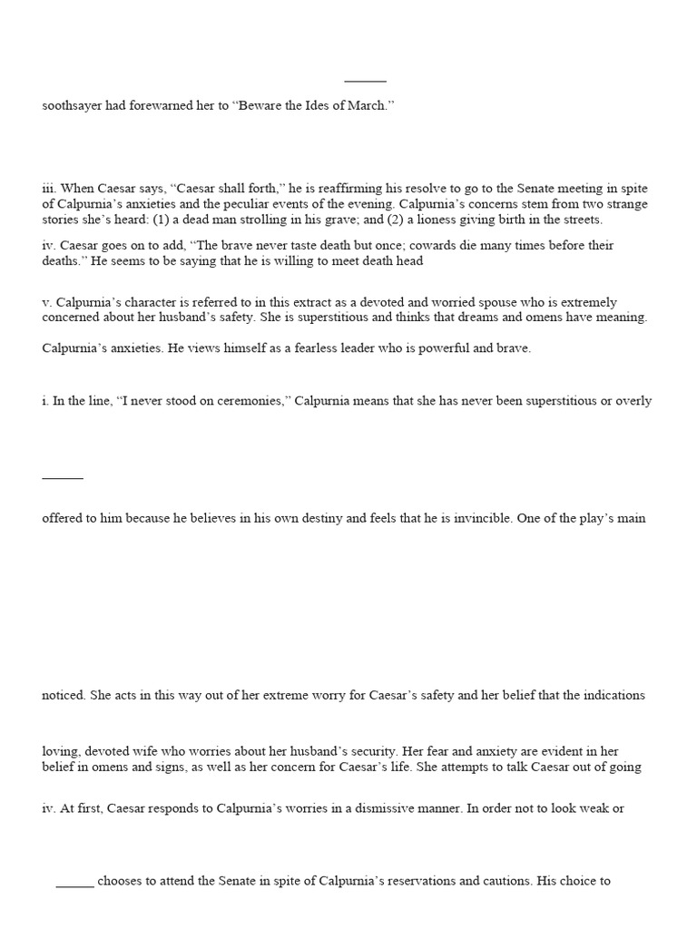 Julius Caesar Act 2 Scene 2 | PDF | Superstitions | Julius Caesar