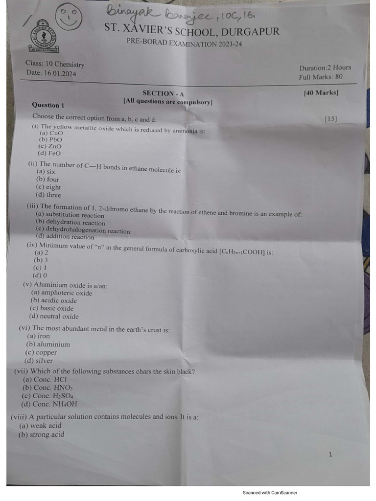 Chemistry Preboards 2024 | PDF