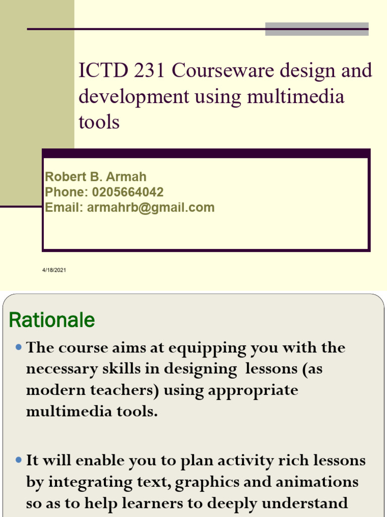 Introduction To Courseware Design and Multimedia Tools Full Slides ...
