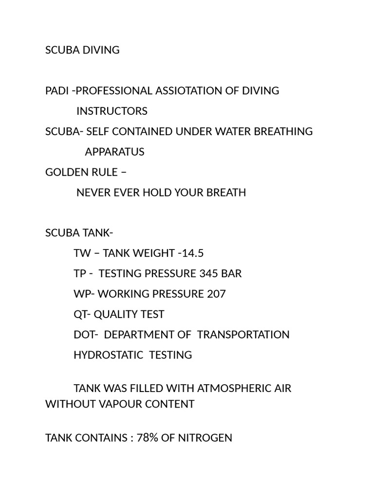 SCUBA DIVING | PDF | Buoyancy | Scuba Diving