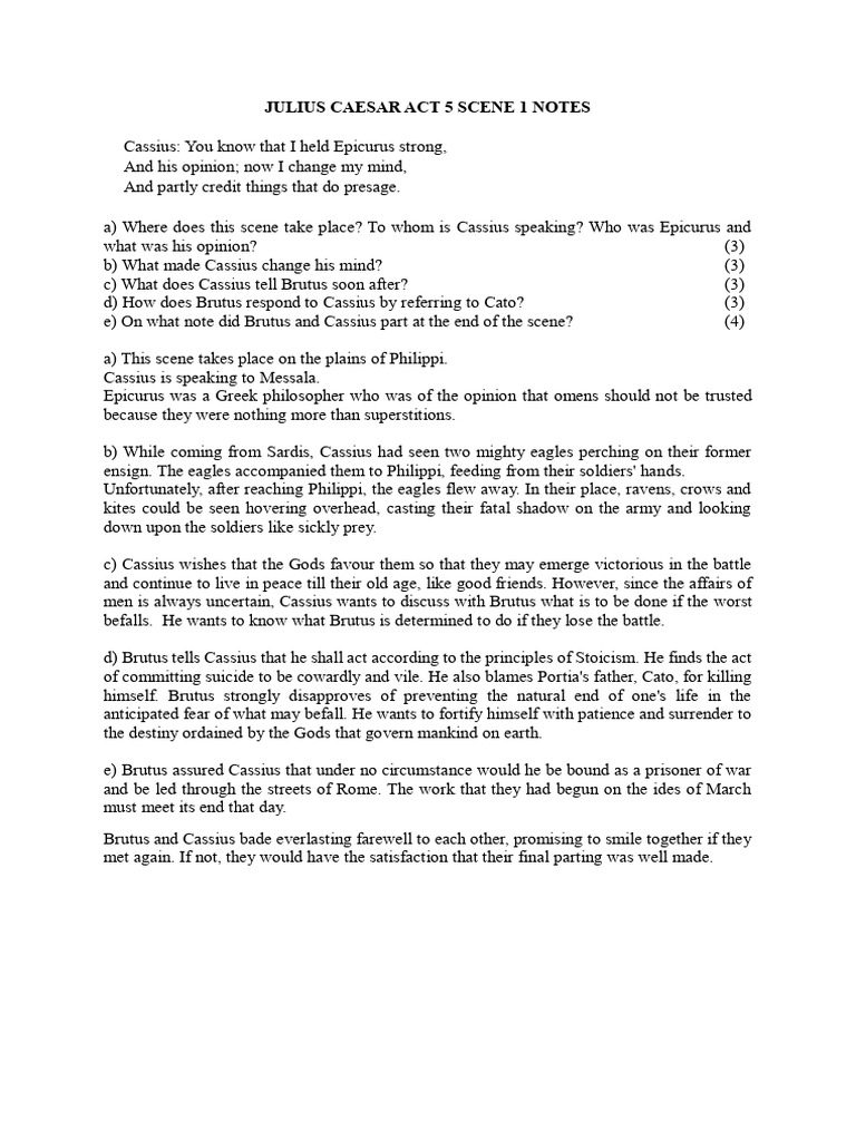 Julius Caesar Act 5 Scene 1 Analysis | PDF