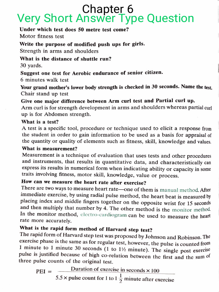 Chapter 6 (Test and Measurement in Sports) | PDF
