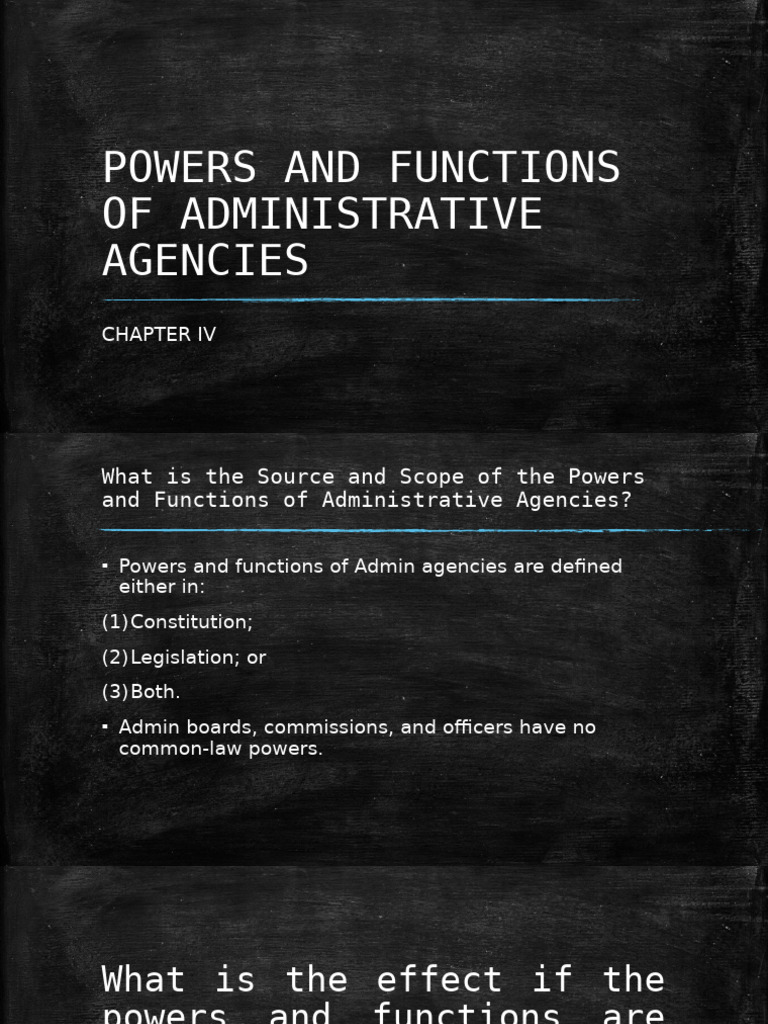 POWERS AND FUNCTIONS OF ADMINISTRATIVE AGENCIES | PDF | Statutory ...