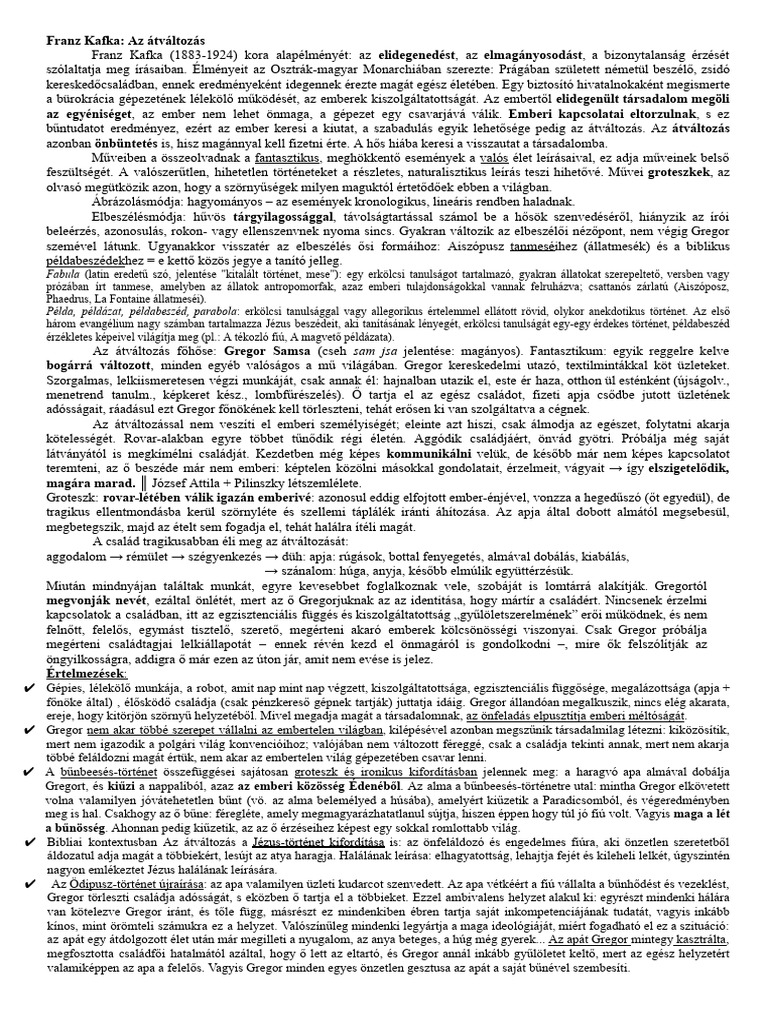 Franz Kafka Tv Ltoz s t Tel.doc | PDF