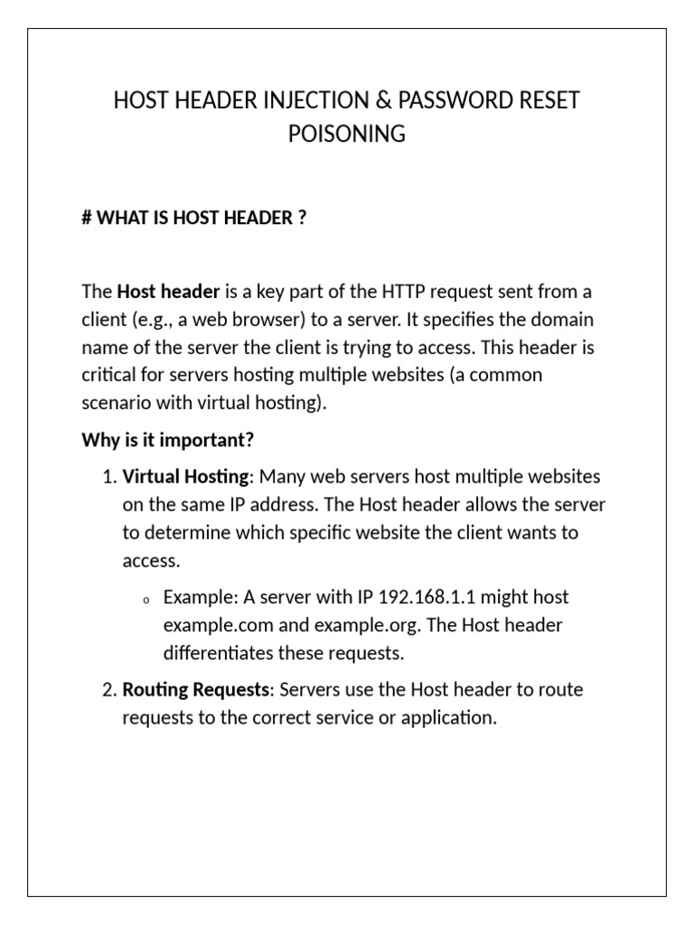 Host Header Injection Pdf World Wide Web Internet And Web