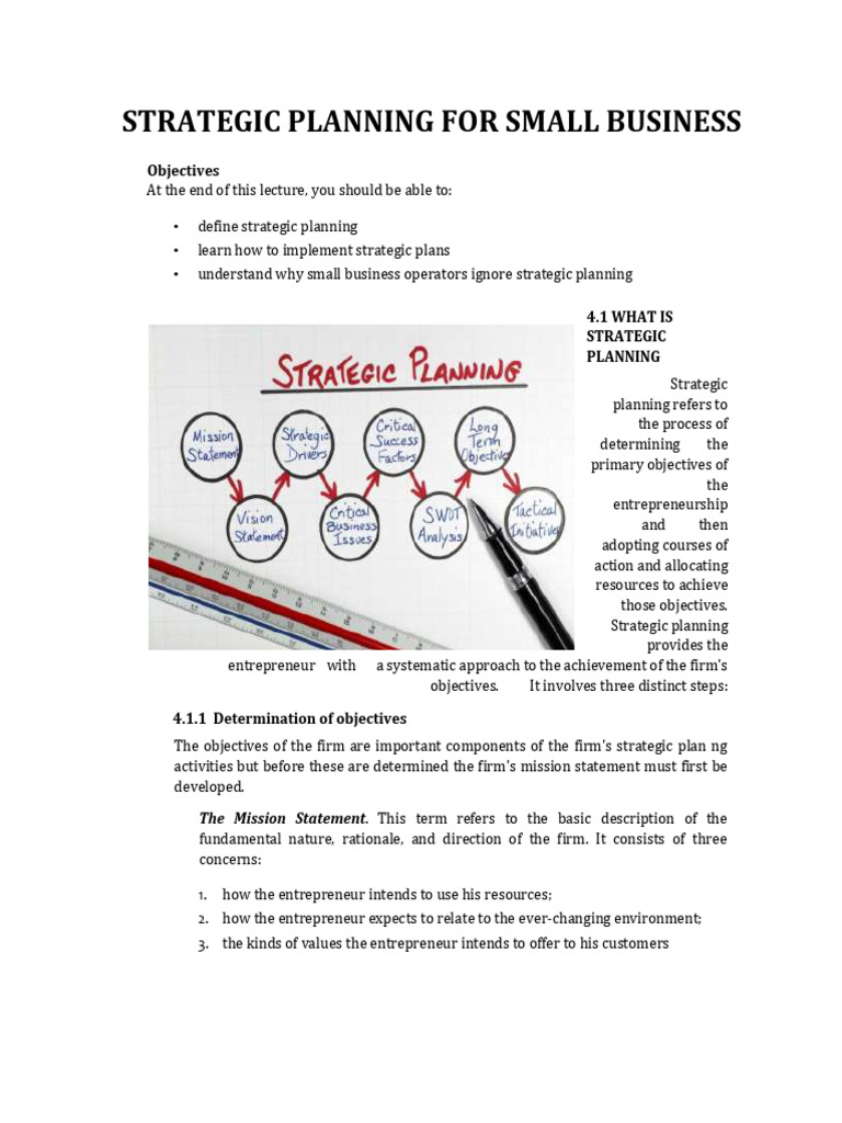 Strategic Planning for Small Businesses | PDF | Swot Analysis ...