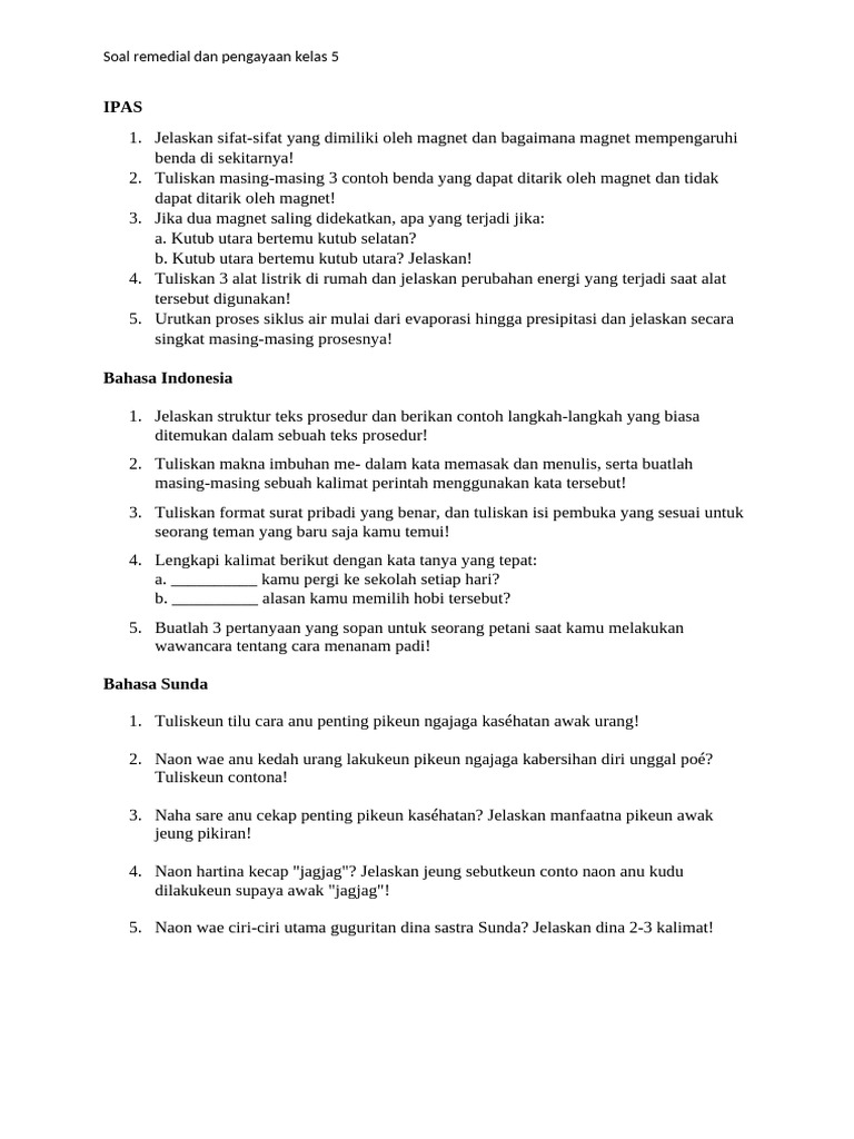 Soal Remedial Dan Pengayaan | PDF