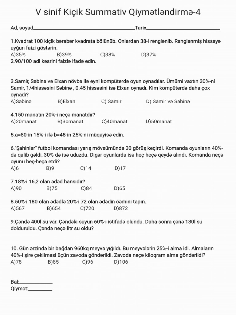5-ci sinif ksq-4 | PDF