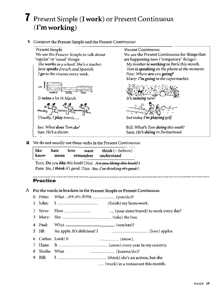 Present Simple or Present Continuous | PDF