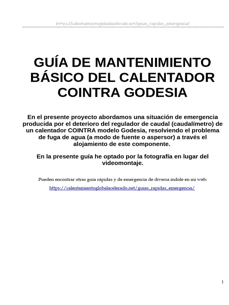 Guia - Sustitucion - Caudalimetro - Calentador - Gas - Cointra GODESIA ...