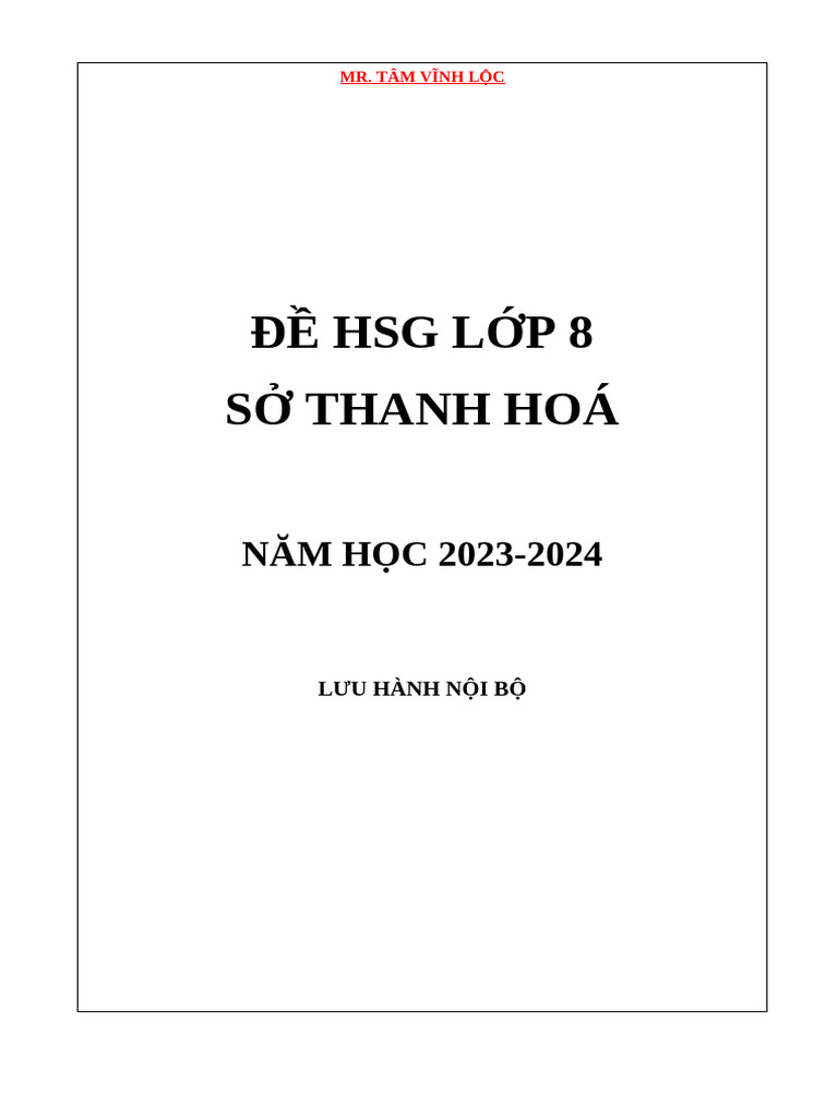 Đề Hsg Lớp 8 Thanh Hoá 2023-2024 | PDF | Water Cycle | Water