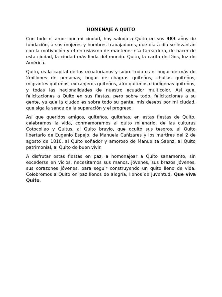 Homenaje A Quito | PDF