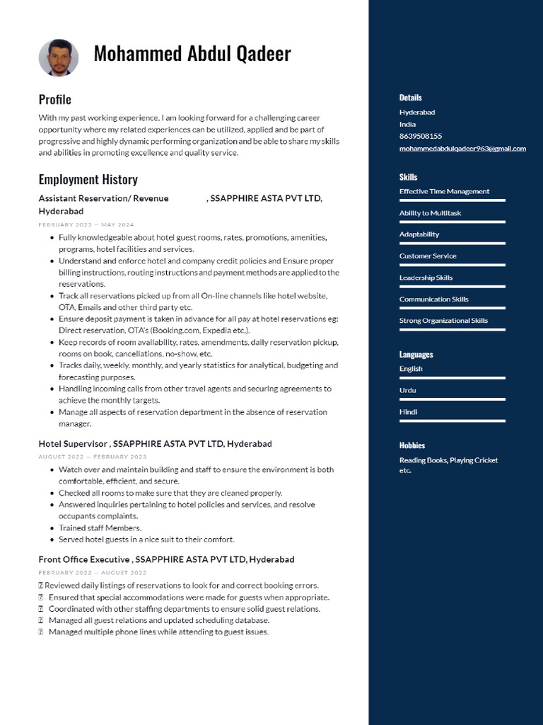 Mohammed Abdul Qadeer - CV | PDF