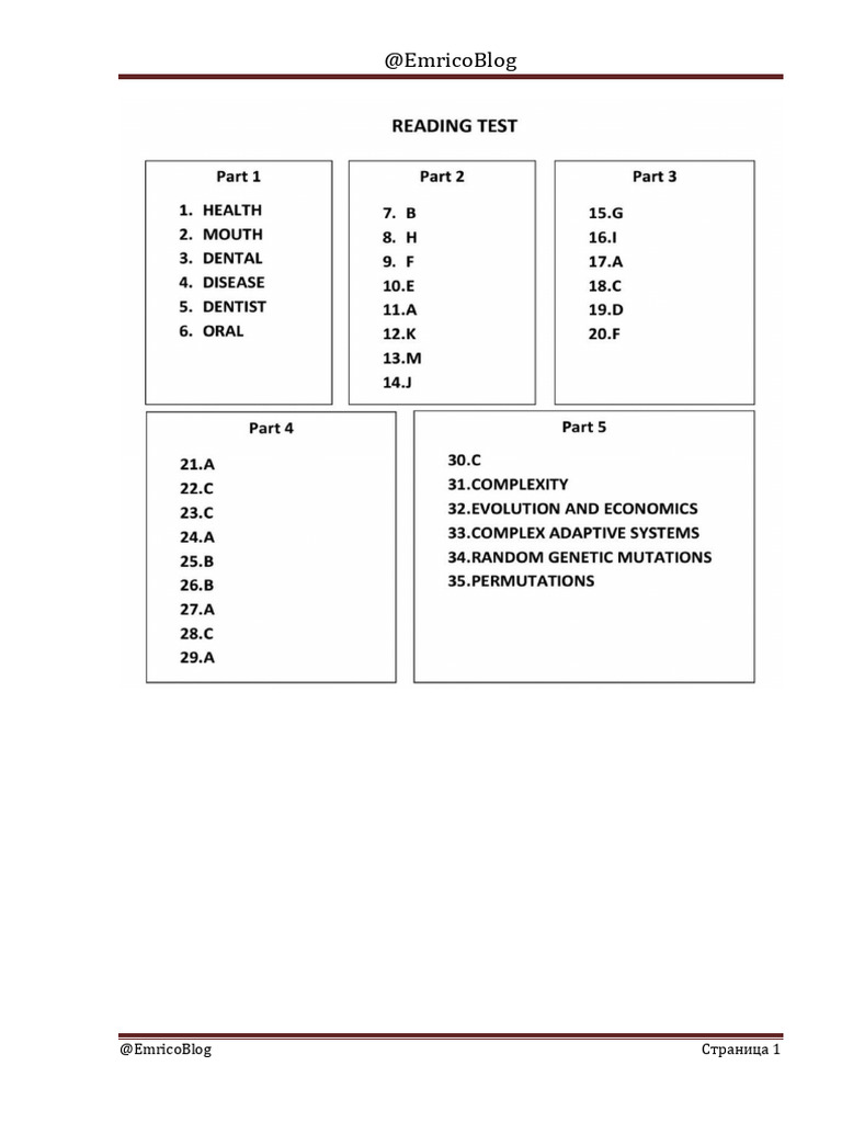Reading Full Mock 8 Answers | PDF
