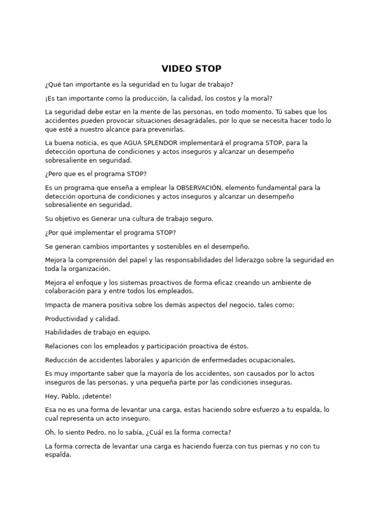 Video Programa Stop en La Conducción | PDF