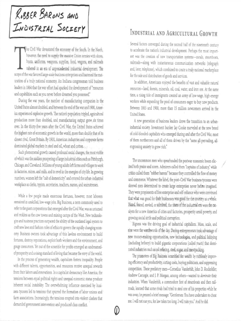 Robber Barons and Industrial Society | PDF