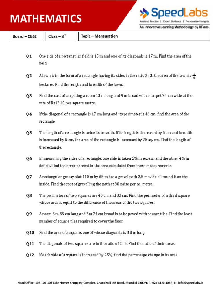 Rectangular Field Area and Dimensions Problems | PDF | Area | Length