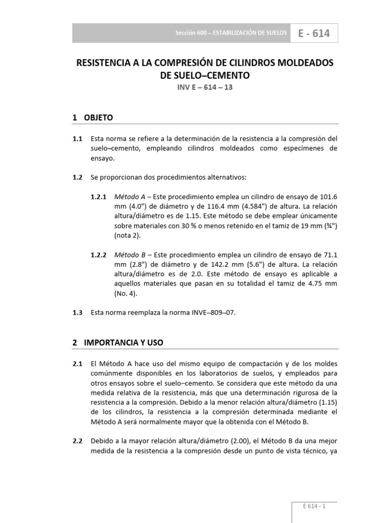Inv E-614 Resistencia Muestras de Suelo Cemento | PDF | Cemento | Ingeniería de Edificación