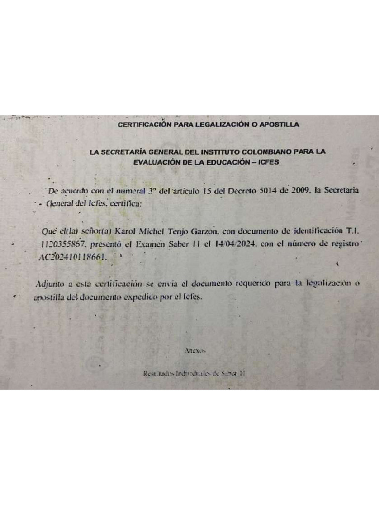 Certificado Legible Del Icfes | PDF