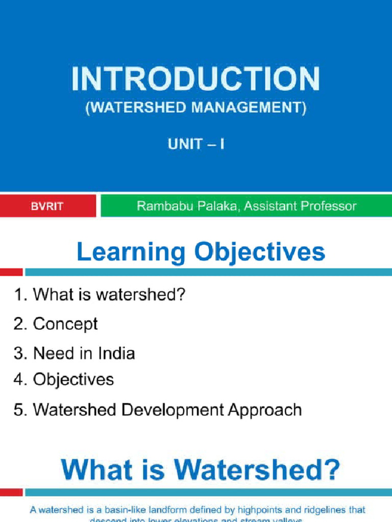 Watershed Management 1 | PDF