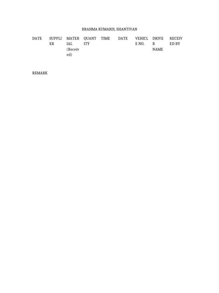 Material Receipt Format Guide | PDF