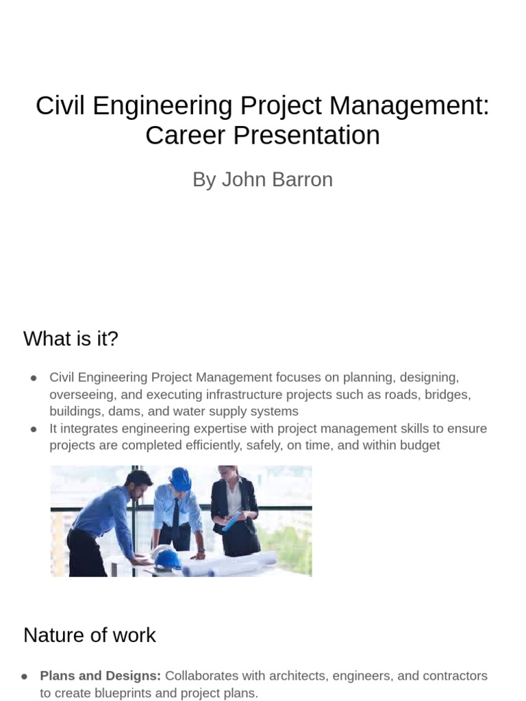 Civil Engineering Project Management - Career Presentation | PDF ...