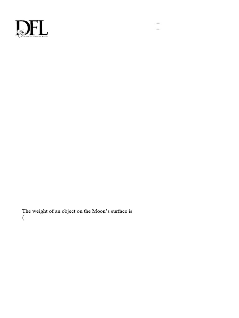 Grade 9 Physics Worksheet: Gravitation Answers | PDF | Weight | Force